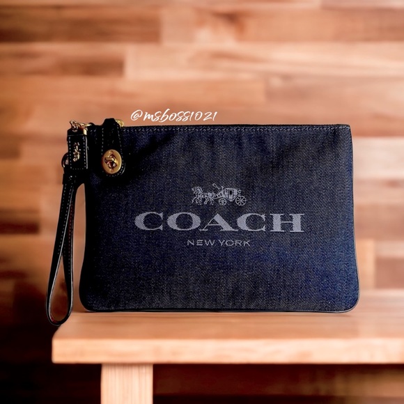 Coach | Bags | Coach Denim Turnlock Pouch Brand New | Poshmark